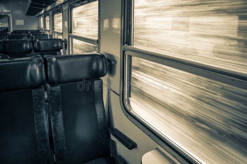 Empty Seats Inside Moving Trains Stock Photo - Image of railway, inside ...