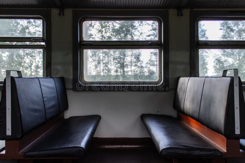 Empty Seats Inside Passenger Car of Old Electrical Train Stock Image ...