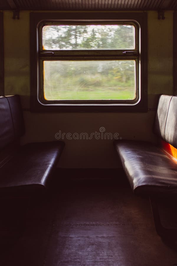 Empty Seats Inside Passenger Car of Old Electrical Train Stock Photo ...