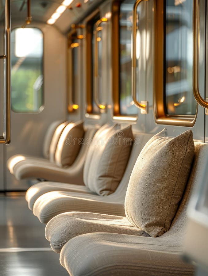 Empty Seats Inside a Well-lit Modern Train during Daytime. Stock Photo ...