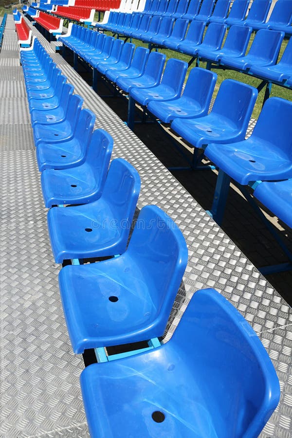 Empty Seats in a Small Outdoor Stadium, Stands without People, Nobody ...
