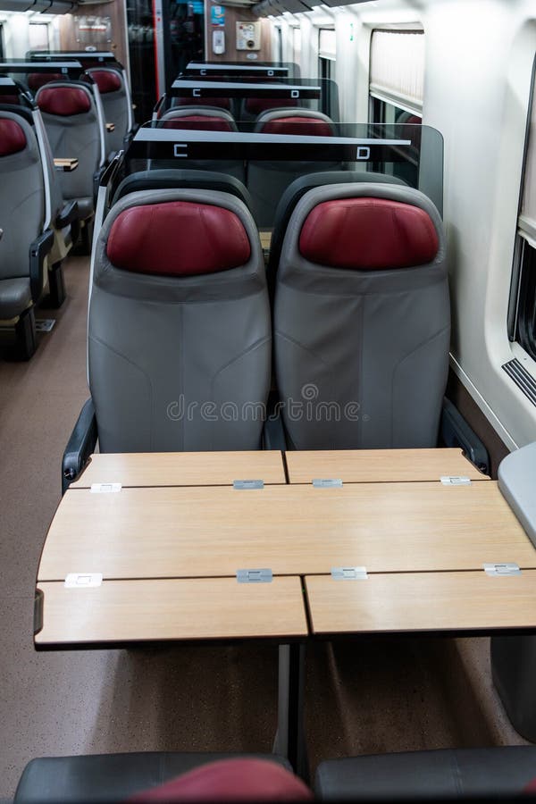 Empty Seats and a Table in a Passenger Carriage Stock Photo - Image of ...
