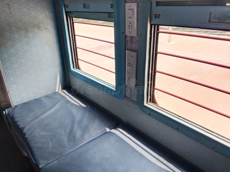 Empty Seats, Windows and Berths Inside a Second Class Sleeper ...
