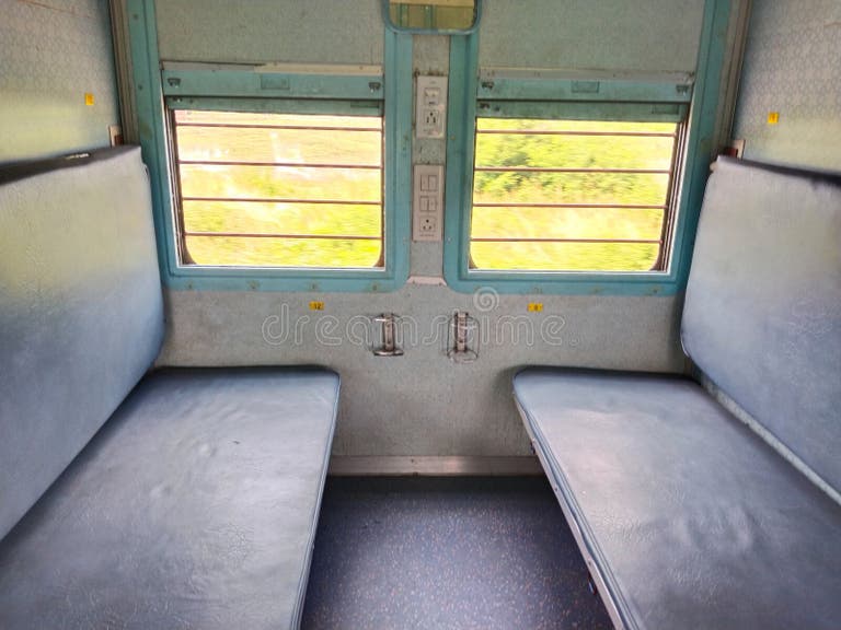 Empty Seats, Windows and Berths Inside a Second Class Sleeper ...