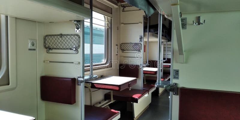 Empty Section of Third-class Sleeper Interior Stock Photo - Image of ...