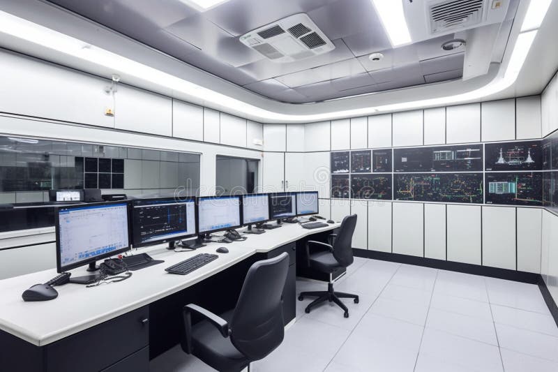 Empty Security Monitoring Station In Data Center Ai Generative Stock