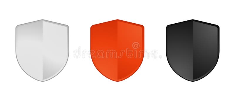 Empty Security Shield - Vector Illustration Set - Isolated on White ...
