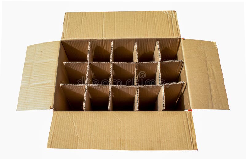 Empty Segmented Wine Cardboard Box Stock Image - Image of case, parcel ...