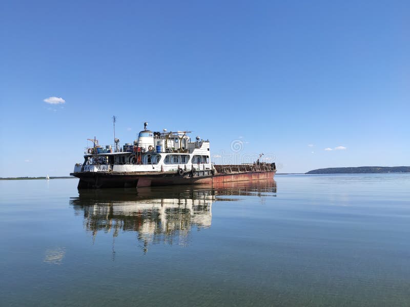 Empty Self-propelled Barge on Dnipro River Editorial Photography ...