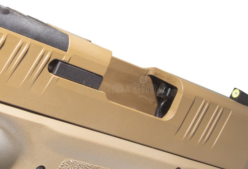 Empty Semi Automatic Handgun Chamber on White Stock Photo - Image of ...