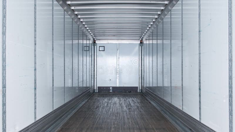 Empty Semi Trailer, Perspective View, Dolly Zoom Shot. Logistics and ...