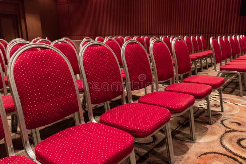 Empty Seminar Conference Room with Rows of Red Seats Stock Image ...