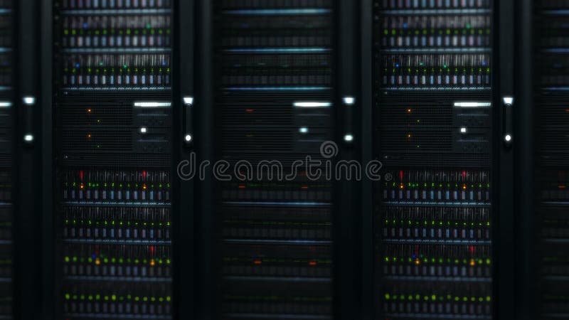 Empty Server Room, Information Technology and Light with Connection ...