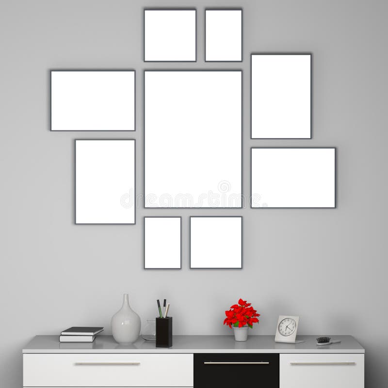 Empty Set of Frames on the Wall Stock Illustration - Illustration of ...