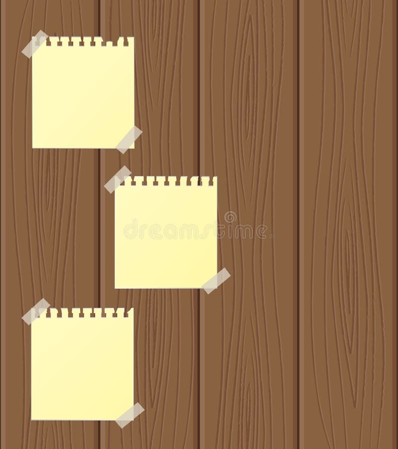 Empty Sheets of Paper Attached To Wooden Stock Vector - Illustration of ...