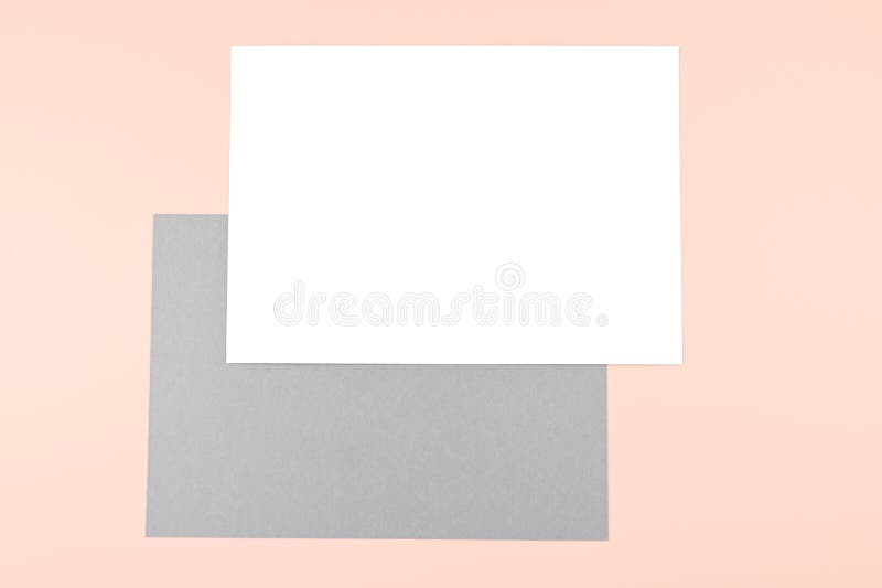 Empty Sheets of White and Gray Paper on Pink Background. Stock Image ...