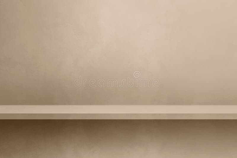 Empty Shelf on a Beige Concrete Wall. Background Template. Horizontal ...