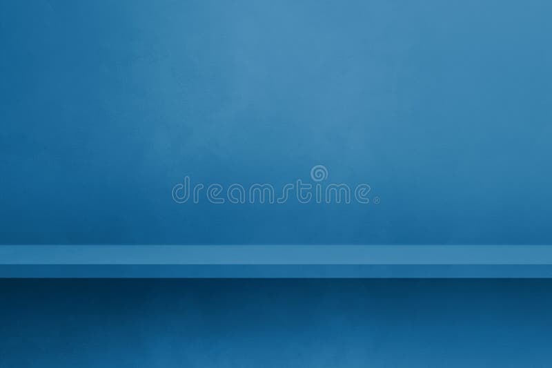 Empty Shelf on a Blue Concrete Wall. Background Template. Horizontal ...