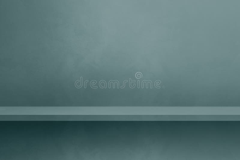 Empty Shelf on a Blue Grey Concrete Wall. Background Template ...