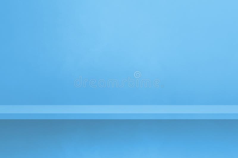 Empty Shelf on a Blue Wall. Background Template. Horizontal Backdrop ...
