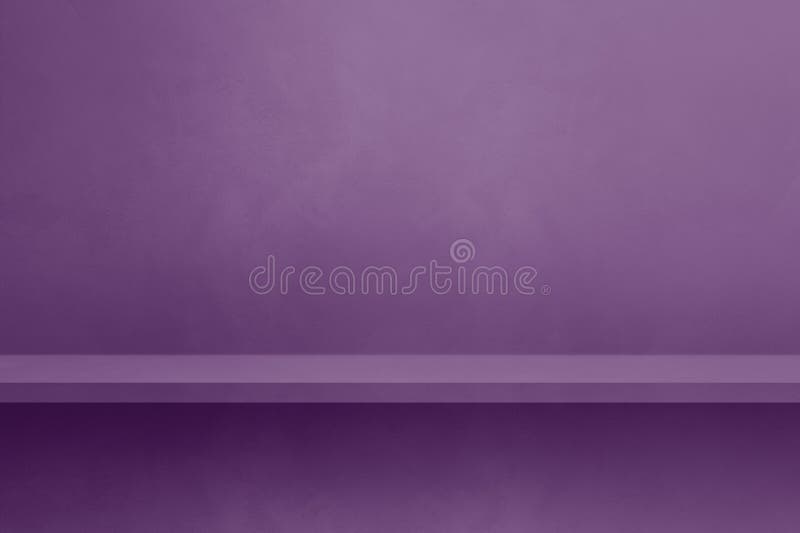 Empty Shelf on a Dark Lilac Purple Concrete Wall. Background Template ...