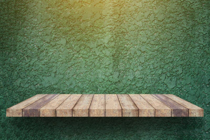 Empty Shelf on Green Paint Wall Texture Background Stock Image - Image ...