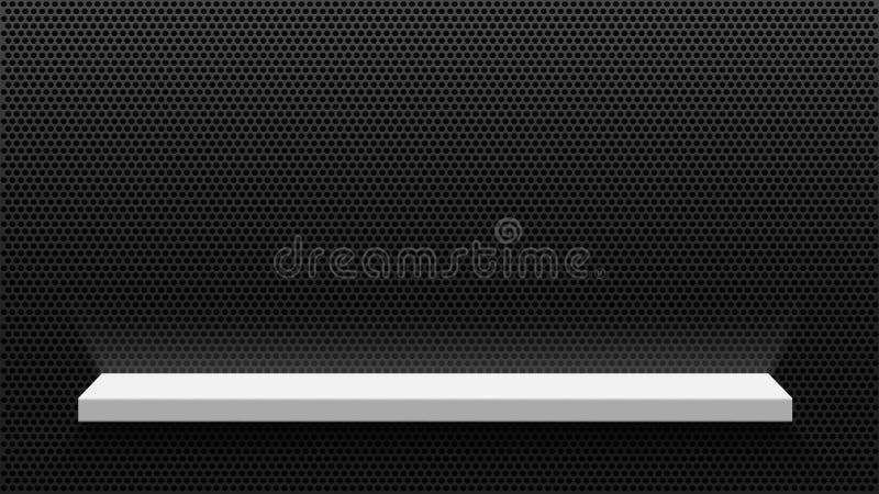 Empty Shelf on a Gray Metal Wall. Template Background of Bookshelf ...