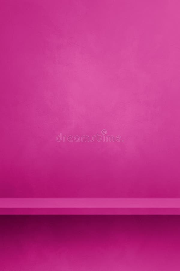 Empty Shelf on a Pink Concrete Wall. Background Template. Vertical ...