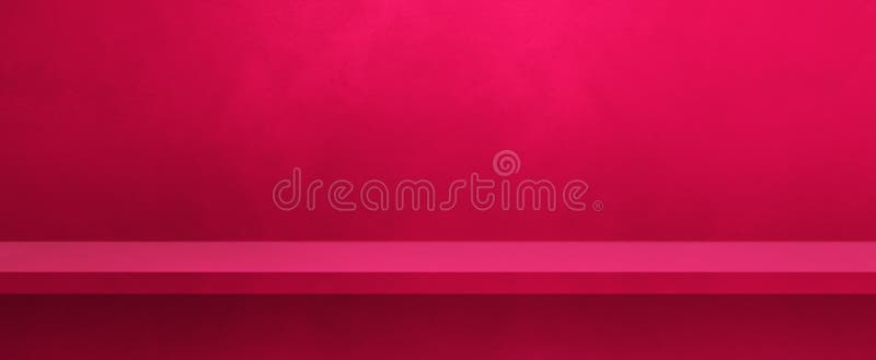 Empty Shelf on a Pink Wall. Background Template. Horizontal Banner ...