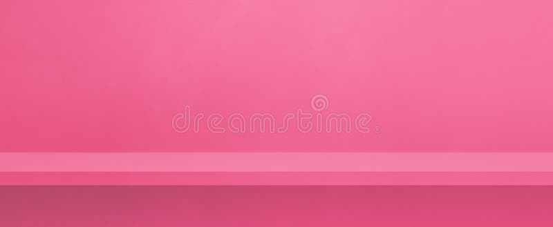 Empty Shelf on a Pink Wall. Background Template. Horizontal Banner ...