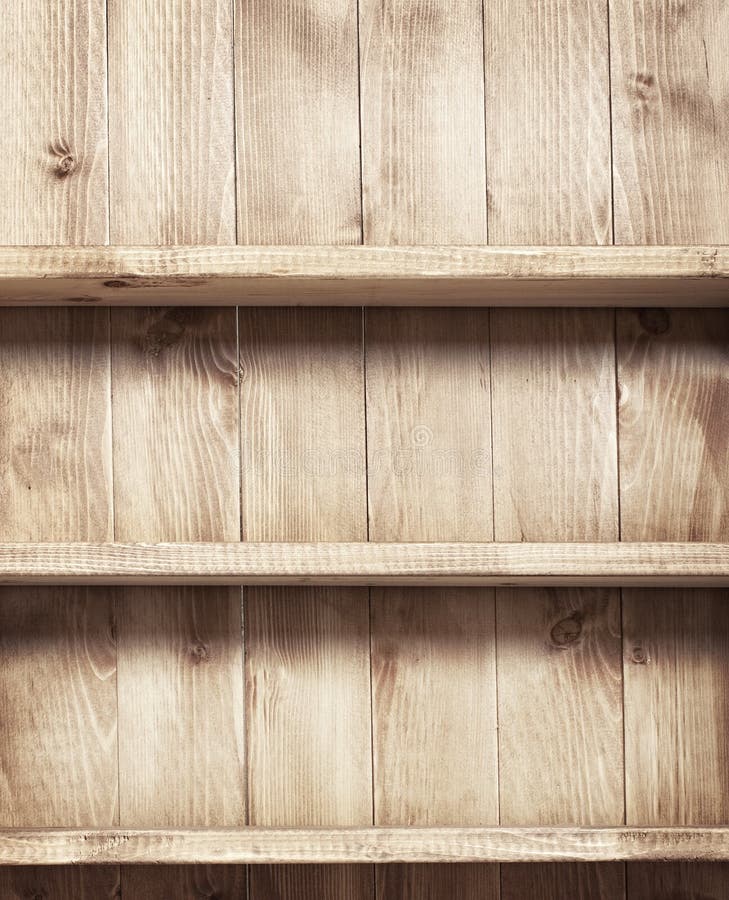 Empty Shelf on Wooden Background Stock Photo - Image of interior, shelf ...