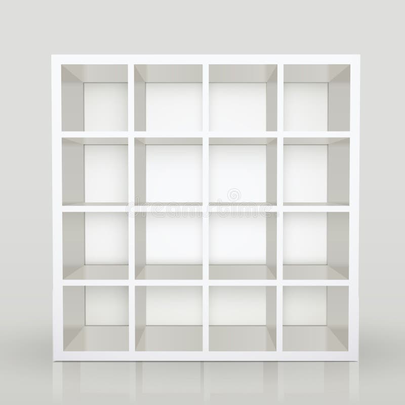 Empty Shelves, Blank Bookcase Library Stock Vector - Illustration of ...