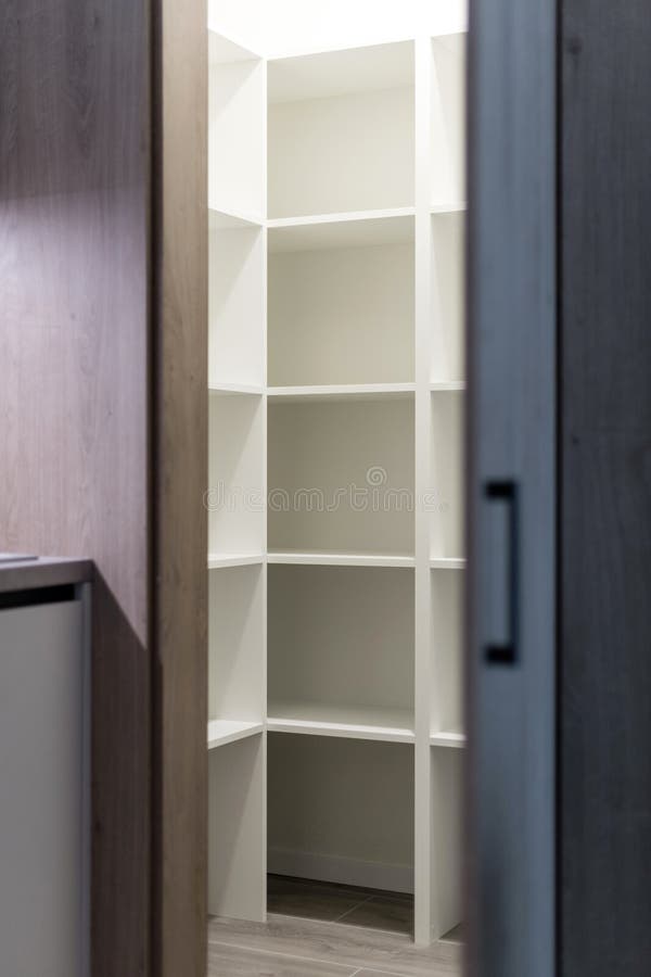 Empty Shelves of Cabinet in Storage Room Stock Photo - Image of view ...