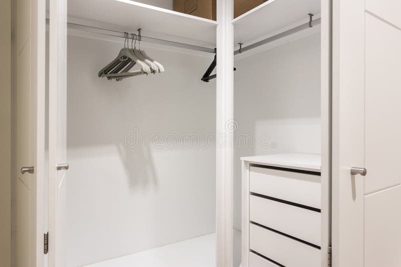 Empty Shelves in the Closet Wardrobe for Clothes. Stock Photo - Image ...