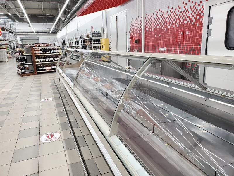 Empty Shelves in the Grocery Store. Scarcity of Food for the Consumer ...