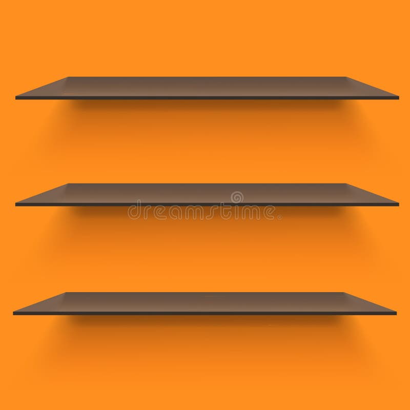 Empty Shelves on Light Orange Background. Stock Vector - Illustration ...