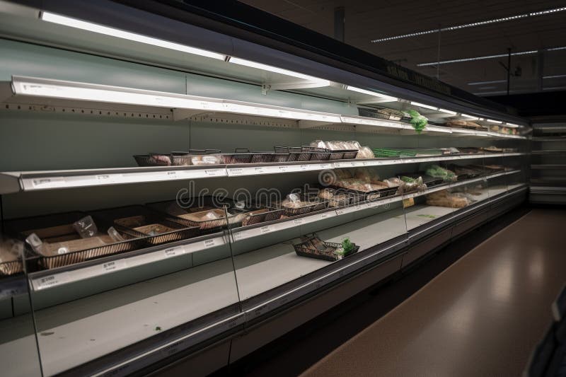 Empty Shelves in Supermarket. Generative AI Stock Illustration ...