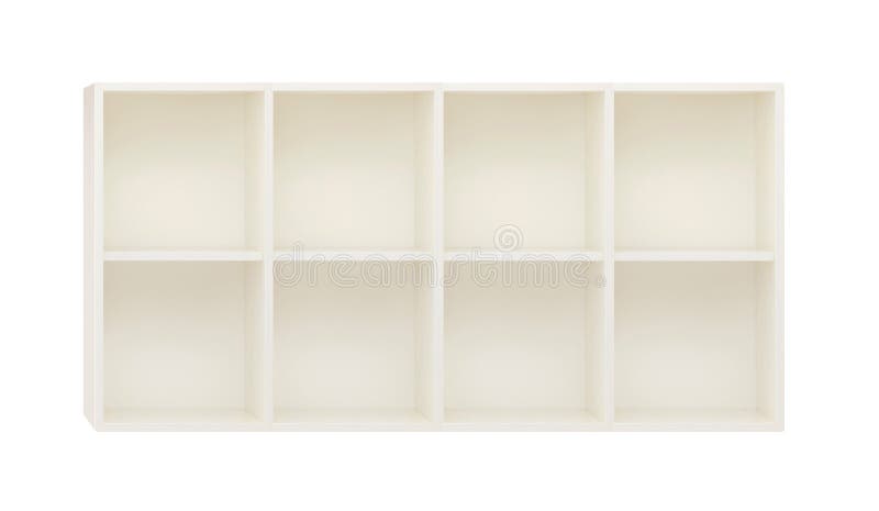 Empty Shelves in the White Wooden Rack Isolated on White Stock Photo ...