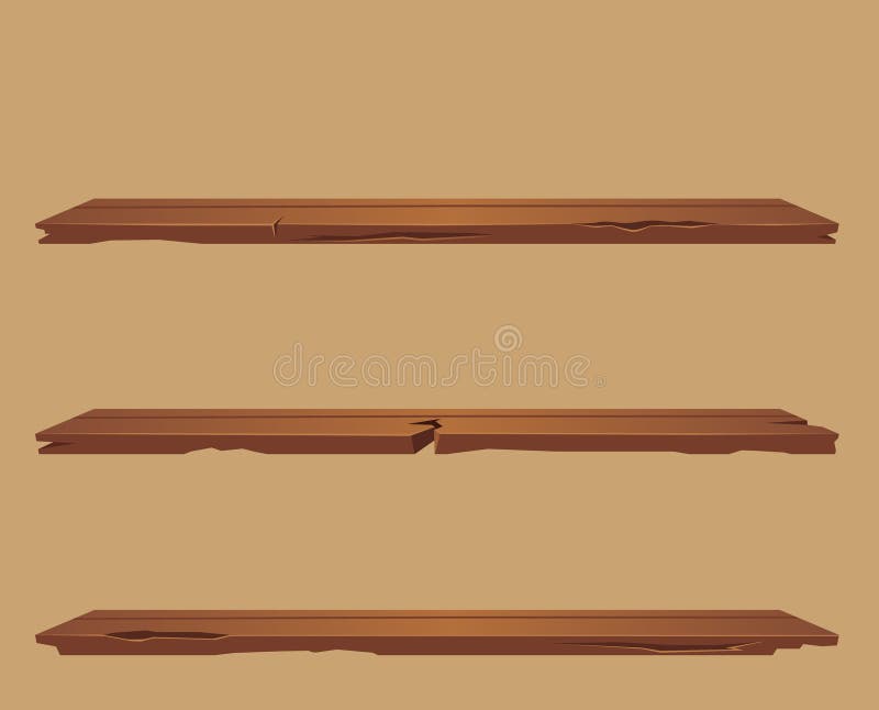Empty Shelves. Wooden Interior Old Scratched Shelves Stock Vector ...