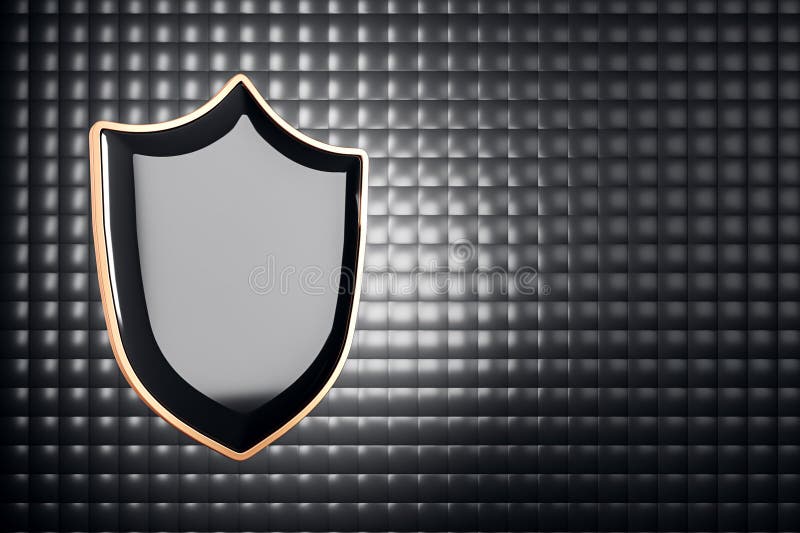 Empty Shiny Gray Shield with Mock Up Place on Background. Protection ...