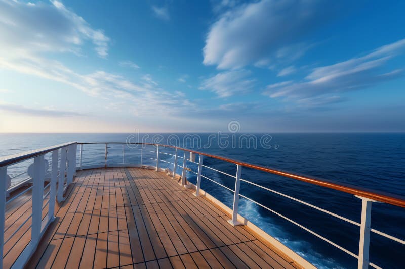 Empty Ship Deck with Ocean View and Blue Sky during Daytime Stock Image ...