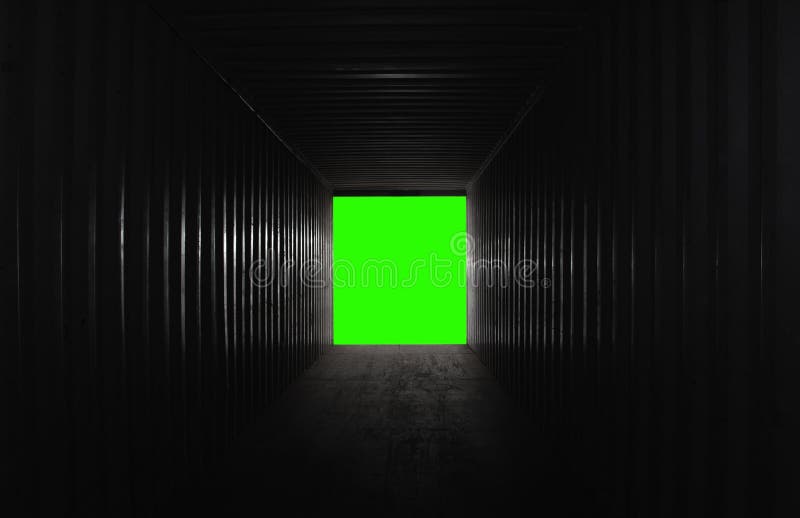 Empty Shipping Cargo Container with Light Rays. Square Room Space ...