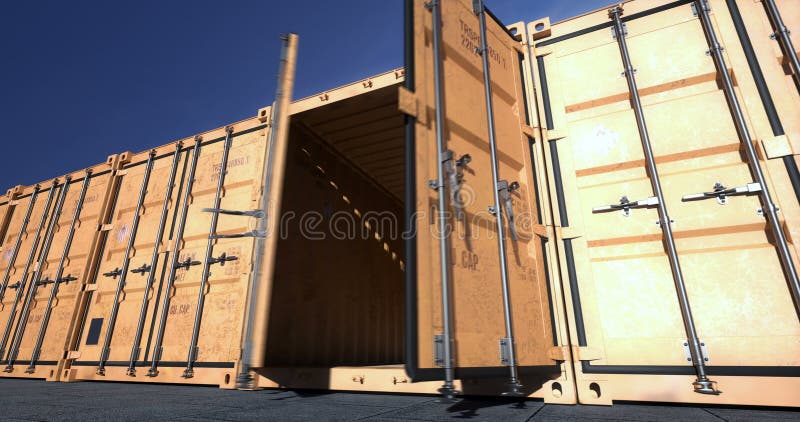 Empty Shipping Container Doors Opening Stock Video - Video of dock ...