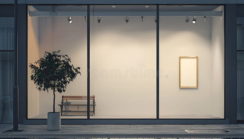 Empty Shop Window on the City Street Stock Image - Image of banner ...