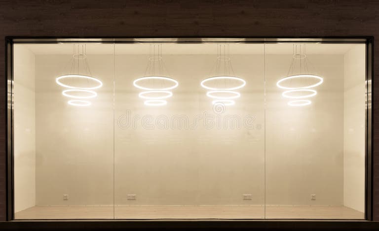 Empty Shop window front stock image. Image of chandelier - 80391845