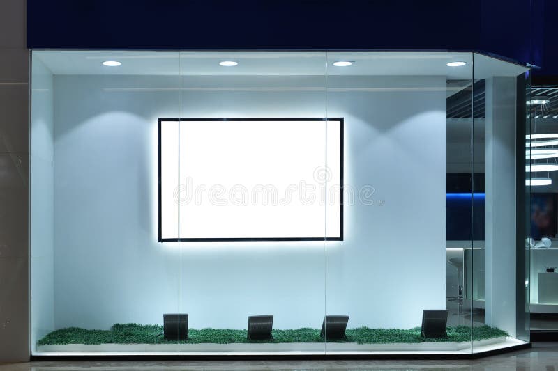 Empty Shop window front stock image. Image of chandelier - 80391845