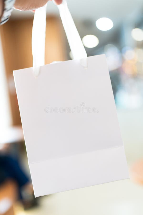 Empty Shopping Bag for Branding, White Paper Bag Stock Photo - Image of ...