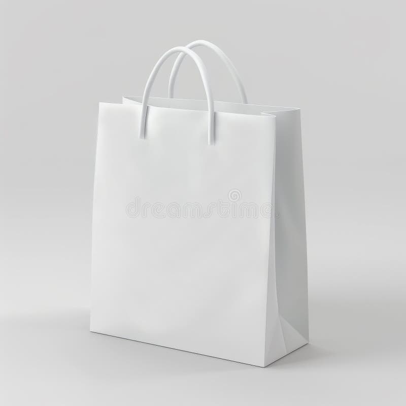 Empty Shopping Bag for Branding, White Paper Bag Stock Illustration ...