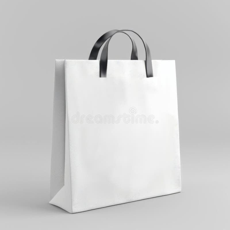 Empty Shopping Bag for Branding, White Paper Bag Stock Illustration ...