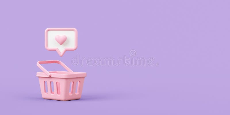 Empty Shopping Baskets on Pink Background. 3d Render. Stock ...